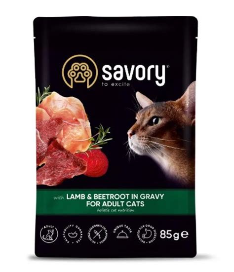 Влажный корм для взрослых кошек Savory 85г со вкусом ягненка и свеклы купить онлайн на Rozetka