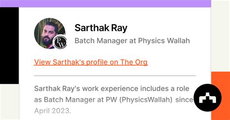 Sarthak Ray Batch Manager At Physics Wallah The Org
