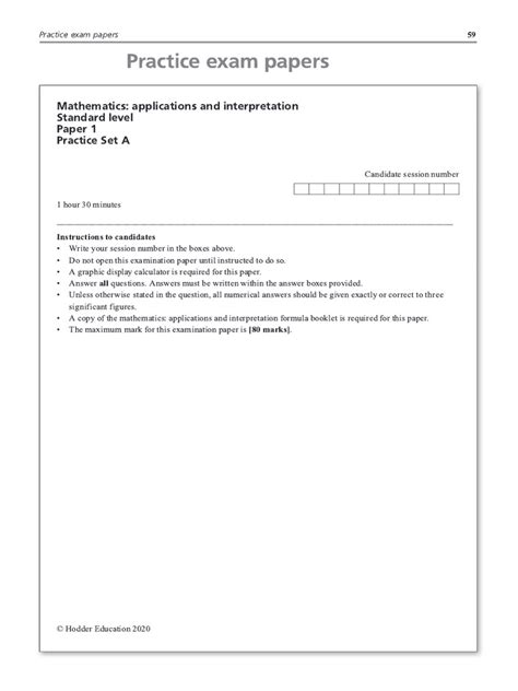 Mathematics Applications And Interpretation Sl Exam Practice Workbook Hodder 2021 68 144 Pdf