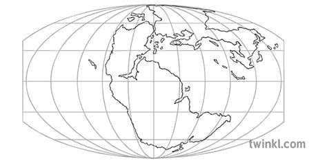 Pangea Map Triassic შავი და თეთრი