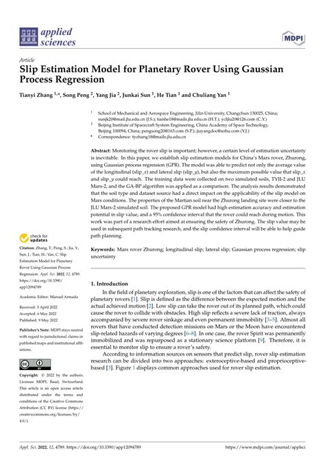 Pdf Slip Estimation Model For Planetary Rover Using Gaussian Process Regression
