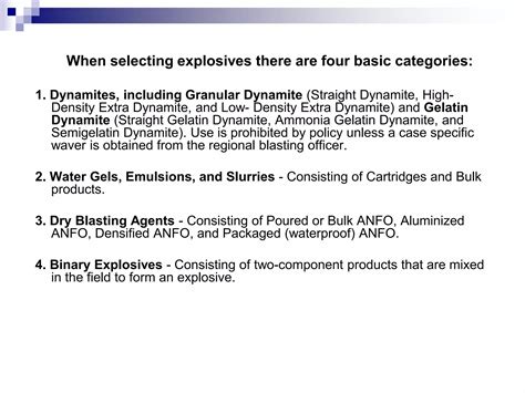 Mining Explosives Classification Of Explosives Ppt