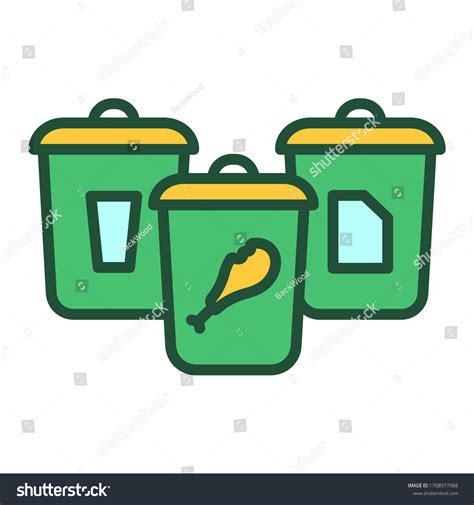 가비지 정렬종이 유리 푸드색 선 아이콘쓰레기 스톡 벡터로열티 프리 1708977988 Shutterstock