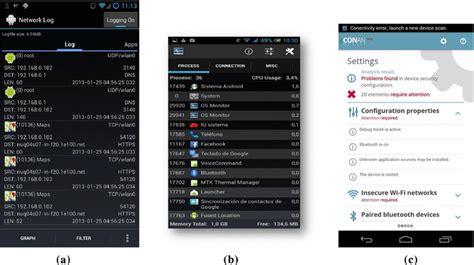 Examples Of Monitoring Tools For Android A Network Log B OS Monitor Download Scientific