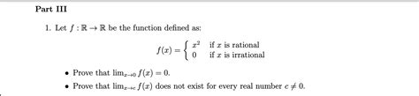 Solved Part Iii 1 Let F R → R Be The Function Defined As