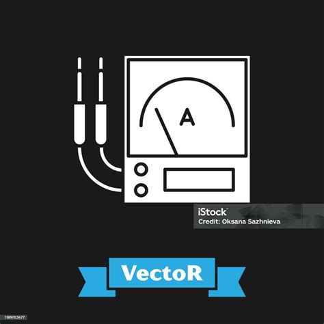 흰색 암페어 미터 멀티 미터 검은 배경에 격리 볼트 미터 아이콘 전류 측정을 위한 계측기 벡터 일러스트레이션 계측기 교정에 대한