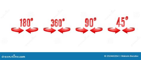 3d Curve Arrows And Rotation Angle Degrees Sing Stock Vector Illustration Of Pictogram