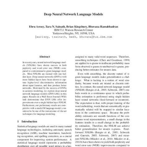 Deep Neural Network Language Models Acl Anthology