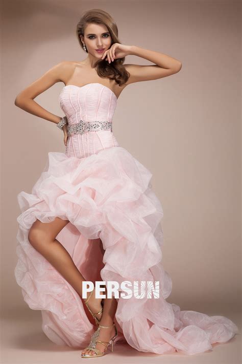 Cheap A Line Sweetheart Beaded Pick Up High Low Prom Dress Persun