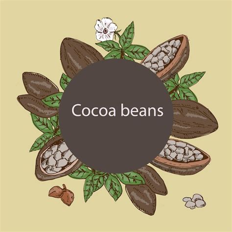Premium Vector Cocoa Beans Background With Round Frame