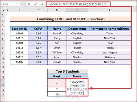 How To Use The Large Function With The Vlookup Function In Excel 2