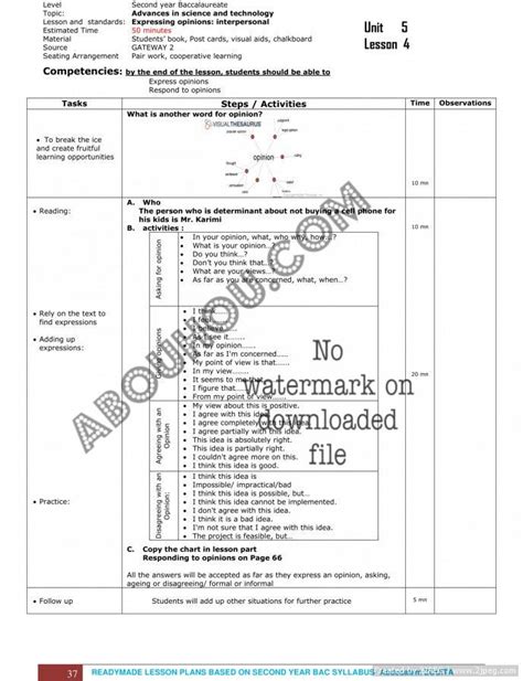 Gateway Unit 5 Lp 37 Lesson Plan 2bac
