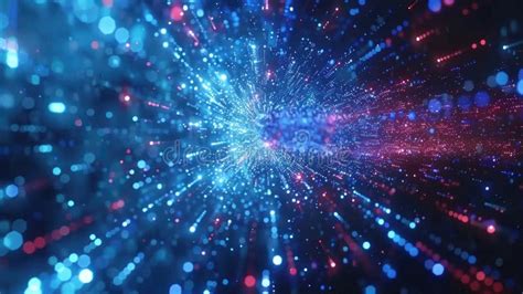 Digital Abstract Particles Acceleration On Blue Background Stock Illustration Illustration Of