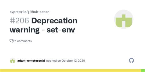 Deprecation Warning Set Env · Issue 206 · Cypress Iogithub Action · Github