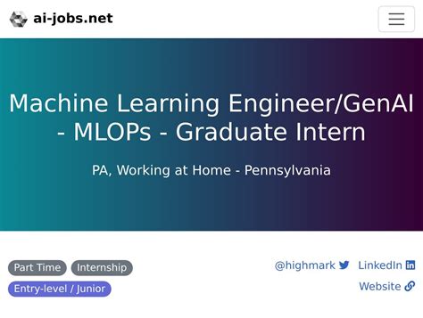 Hiring Part Time Internship Machine Learning Engineergenai Mlops