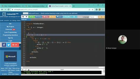 pascal programming pola karakter segitiga siku siku materi nested looping youtube