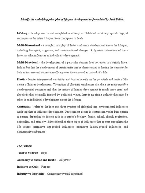 Identify The Underlying Principles Of Lifespan Development As Formulated By Paul Baltes Pdf