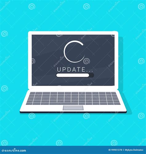 System Software Update And Upgrade Concept Loading Process In Laptop Screen Stock Vector