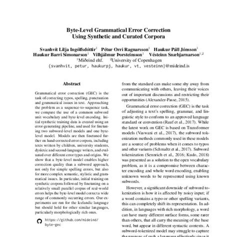 Sowmya V On Linkedin Byte Level Grammatical Error Correction Using