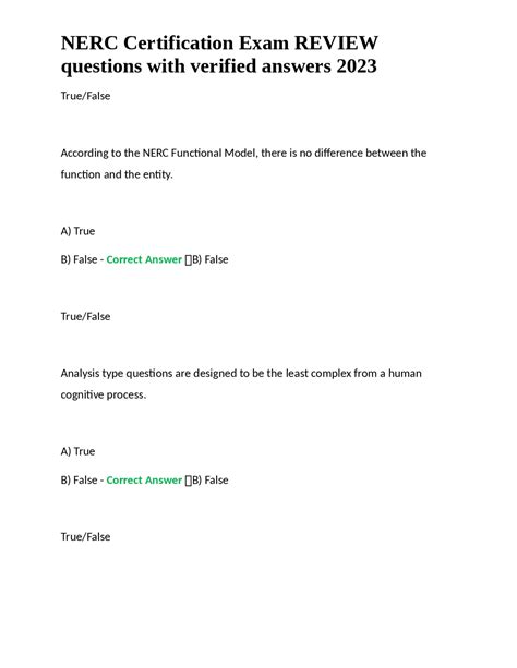 Nerc Certification Exam Review Questions With Verified Answers 2023