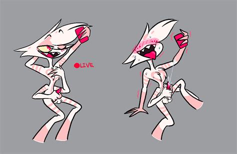Rule 34 Angel Dust Hazbin Hotel Arachnid Arthropod Blush Bodily Fluids Cellphone Chest Tuft