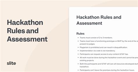 Hackathon Rules And Assessment