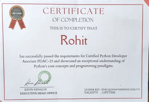 Rohit Borkar On Linkedin Certificationsuccess Pythondeveloper