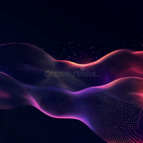 Abstract Digital Data Flow Visualization With Colorful Wave Patterns On A Dark Background Stock