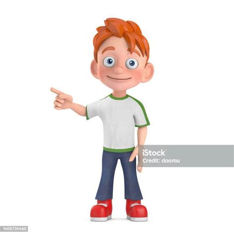 만화 어린 소년 십대 사람 캐릭터 마스코트는 당신의 디자인을위한 빈 장소에서 손가락을 가리 킵니다 3d 렌더링 아이에 대한 스톡 사진 및 기타 이미지 Istock