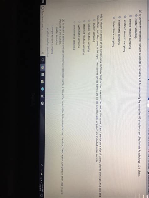 Solved Described State Whether The Sampling Procedure Is