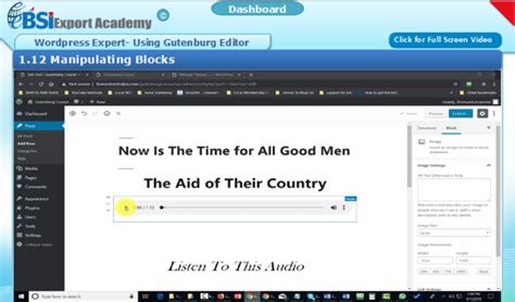 Wordpress Expert Using The Gutenburg Editor Ebsi Export Academy