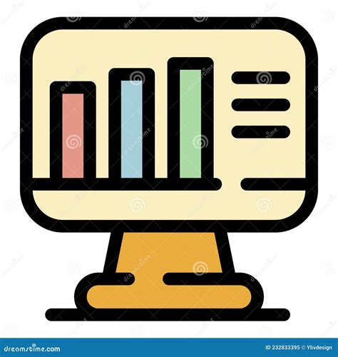 Monitor Graph Chart Icon Color Outline Vector Stock Vector Illustration Of Information