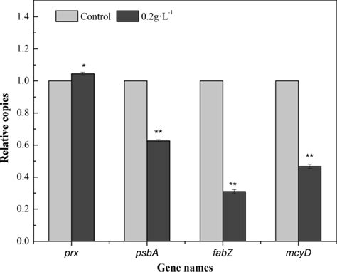 Relative Normalized Expression Of Prx Psba Fabz And Mcyd Of M