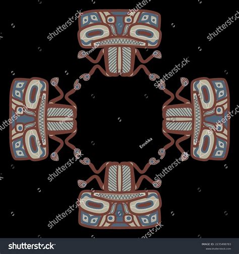 Rectangular Ethnic Design Totem Animals Native Stock Vector Royalty