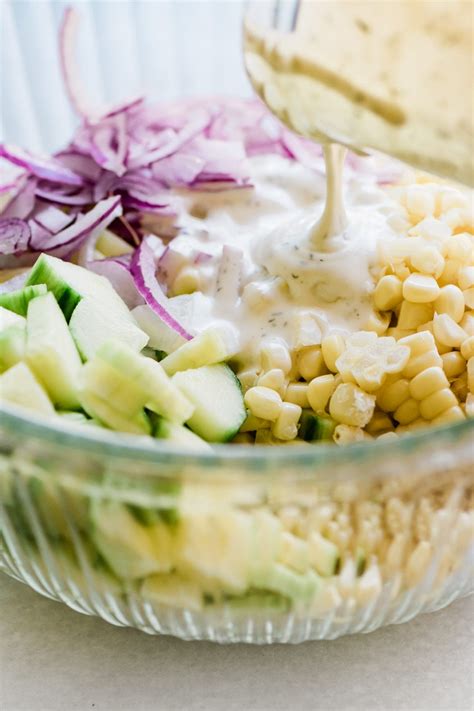 Corn And Cucumber Salad • Creamy Buttermilk Dressing