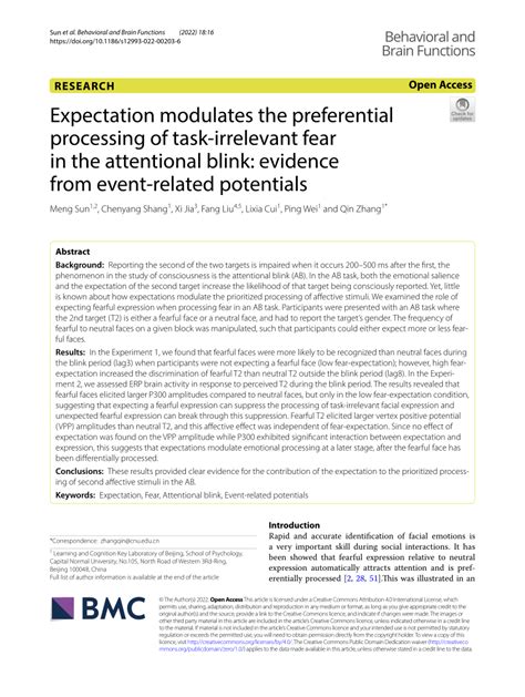 Pdf Expectation Modulates The Preferential Processing Of Task Irrelevant Fear In The