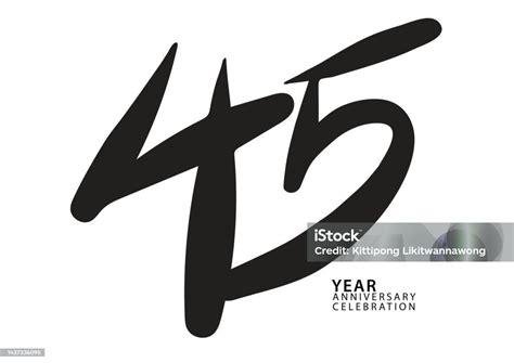 45 주년 기념 축 하 블랙 컬러 로고 타입 벡터 45 숫자 디자인 45 번째 생일 초대장 로고 번호 디자인 벡터 일러스트 레이 션 2022년에 대한 스톡 벡터 아트 및