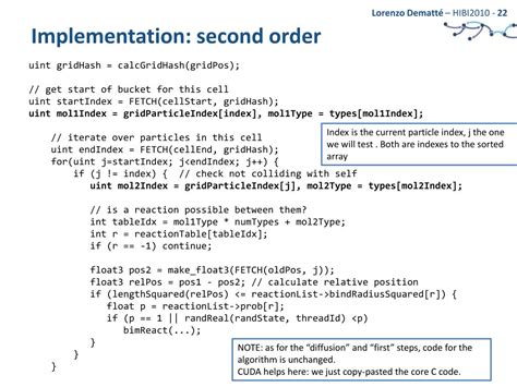 Ppt Parallel Particle Based Reaction Diffusion A Gpu Implementation