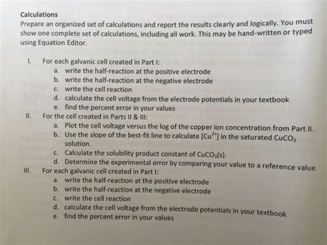 Solved This Is A Lab Procedure And Data For Electrochemical Chegg Com