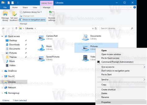 Set Default Save Location For Library In Windows 10