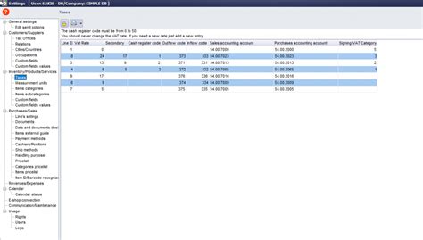 General Settings For Linking With Accounting Programs SBZ Systems