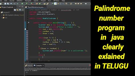 Palindrome Number Program In Java Clearly Explained In Telugu Youtube