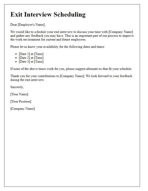 Letter Template For Exit Interview Invitation Free Samples In PDF Letterin