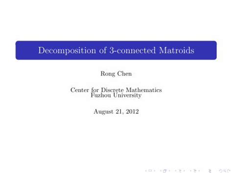 PDF Decomposition Of Connected Matroids Sources Of Matroids Matroid Theory Was Founded In
