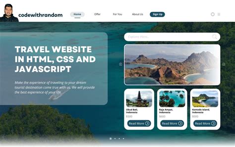 Traveltourism Website Using Html And Css Code Demo