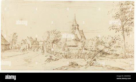 Onnaing Constantijn Huygens Ii 1676 Drawing Paper Ink Pen Church