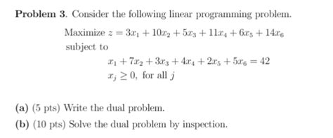 Solved Problem 3 Consider The Following Linear Programming