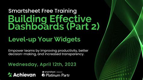Smartsheet Free Training Building Effective Dashboards Part 2 Youtube