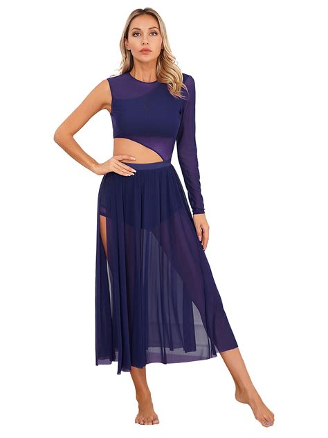 Zaldita Women Lyrical Dance Costumes Side Split Mesh Flowy Contemporary