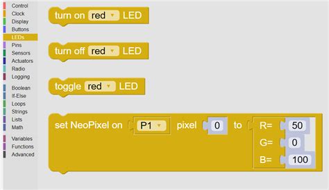 Leds — Kookablockly Reference Guide V1100 Documentation